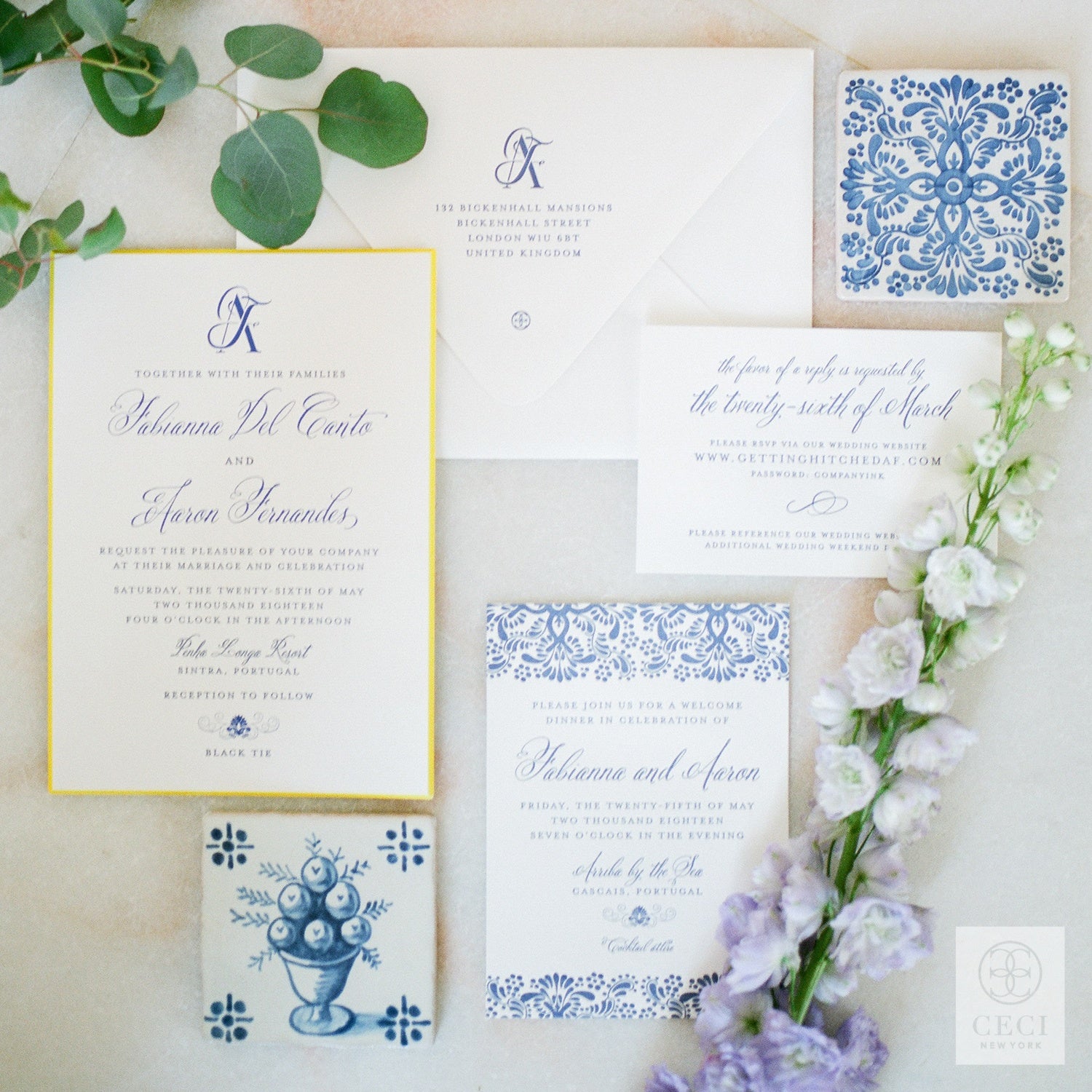 17th Century British Formal Wedding Invitation The Azalea Suite