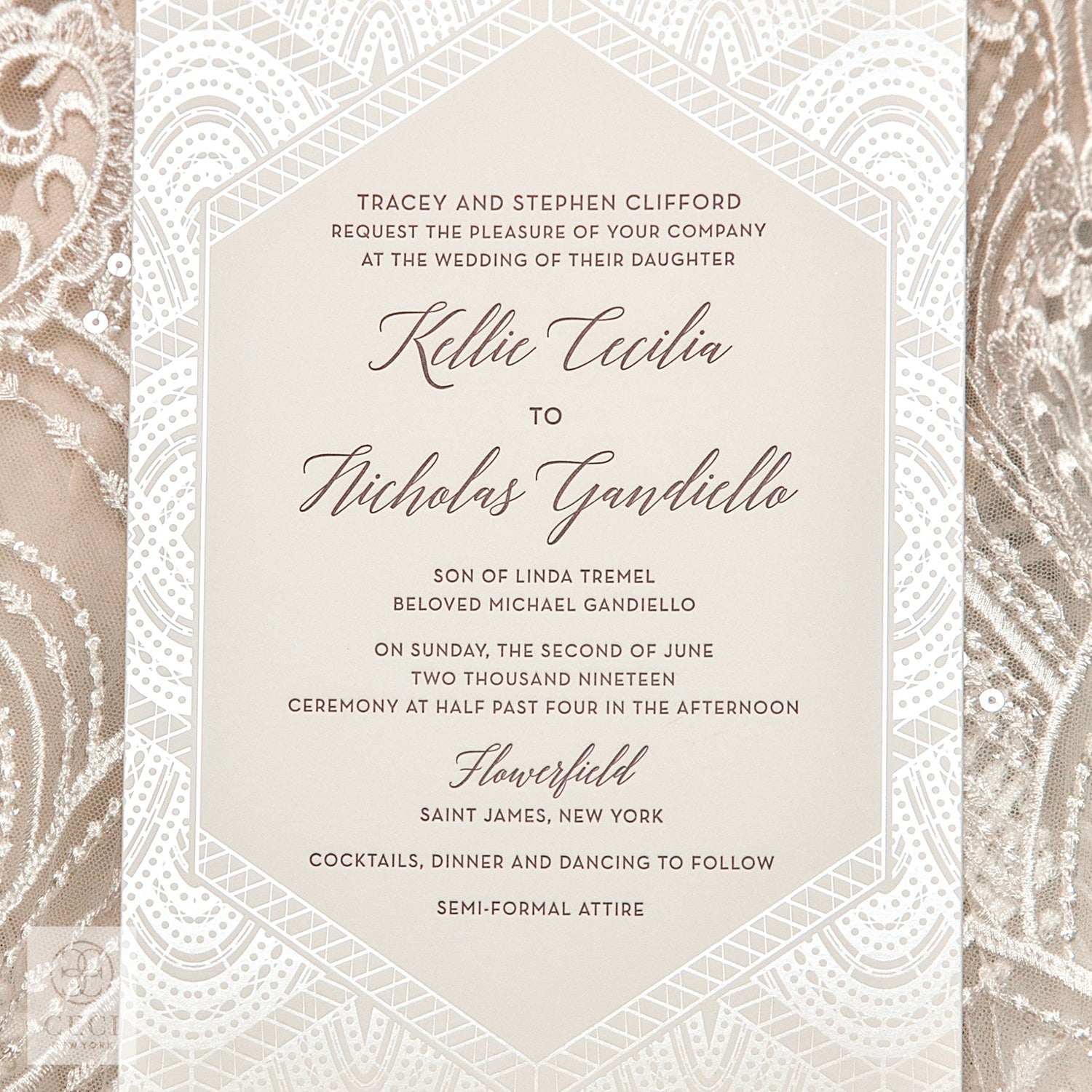 Elegant Pearl Border Invitation White Elegant Background Stock Photo