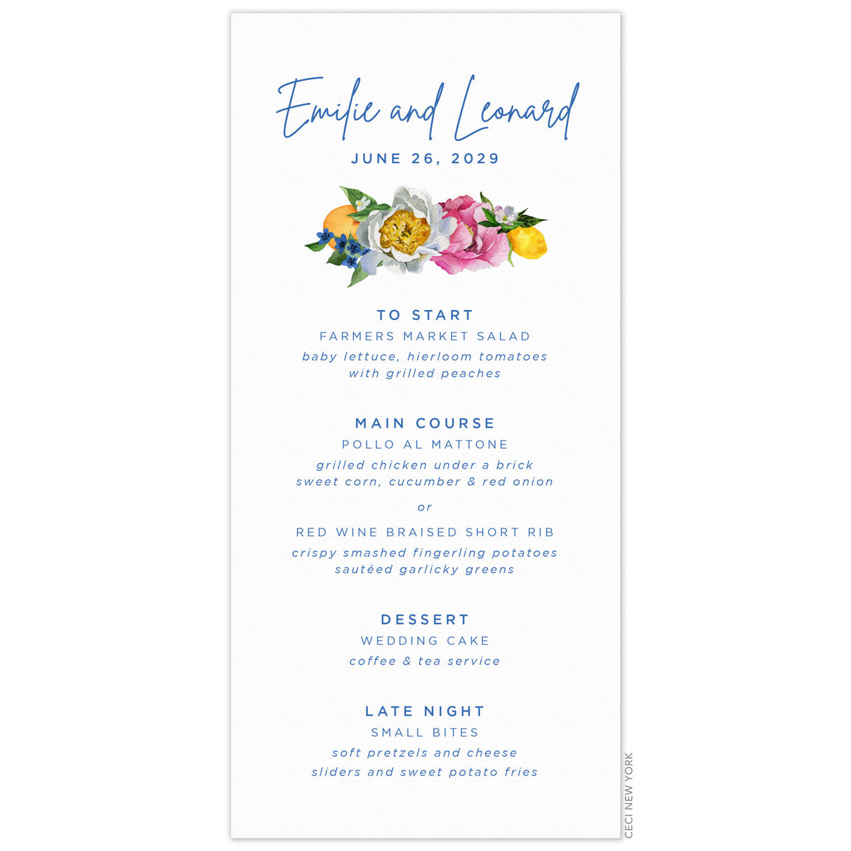 Fiorella Menu – Ceci New York