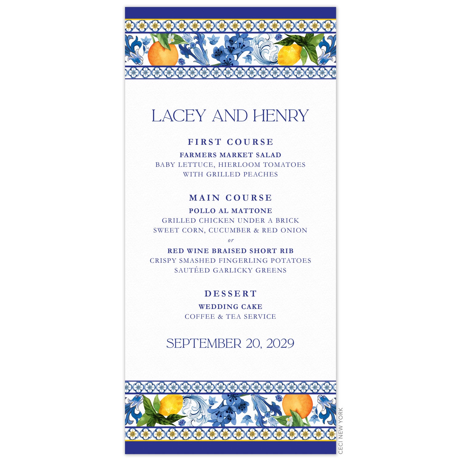 Fiorella Tile Menu – Ceci New York